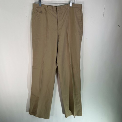 The Denver Mens Flat Front Straight Leg Khaki Beige Dress Pants Size 36X34 | eBay