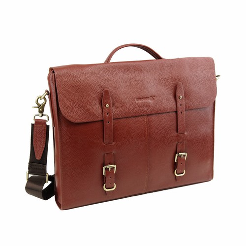 Strongrr 15-in Single Piece Maroon Professor Briefcase, Faux Leather ...
