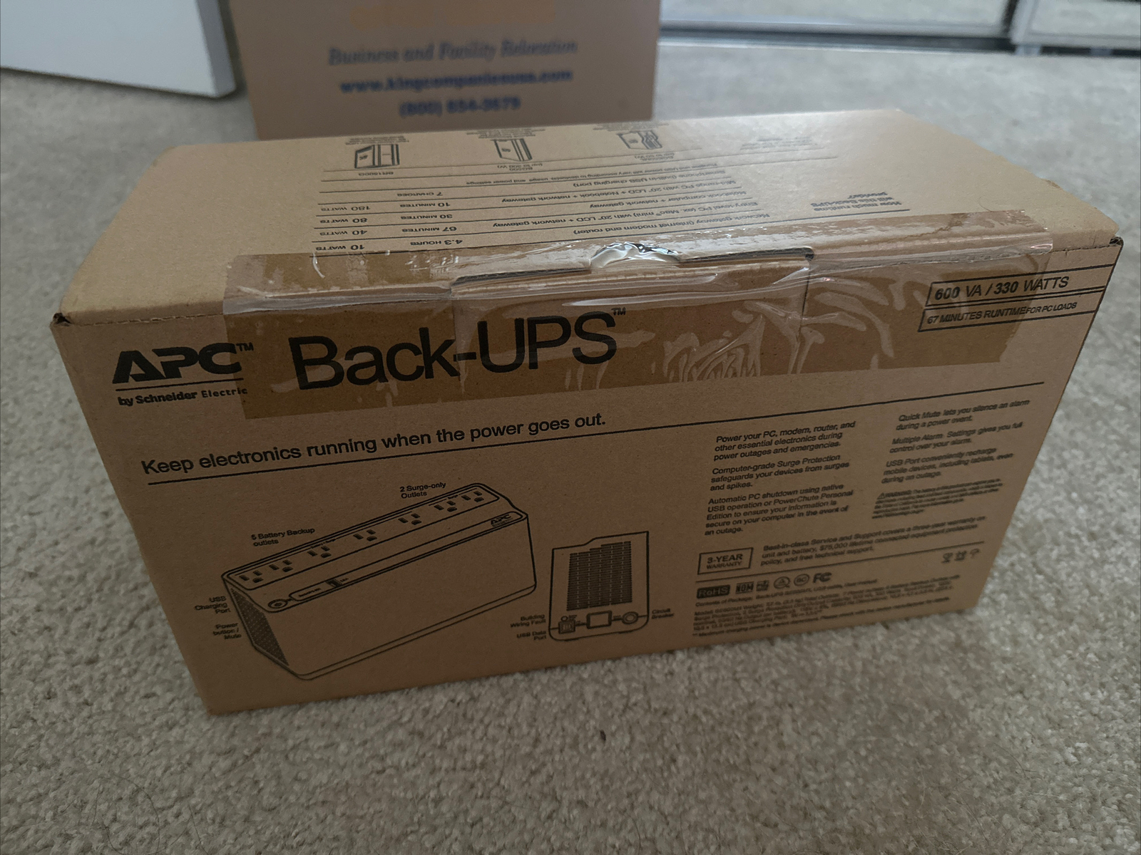 APC BE600M1 600VA 120V Backup Battery Power Supply with 1 USB Charging ...