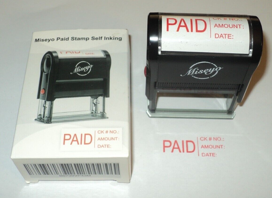 Miseyo " PAID " Stamp ~ Self Inking with Check Number, Amount & Date ...