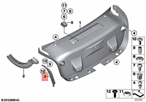 Genuine BMW Hybrid 3 M3 F30 F35 F80 316d 316i Gutter Strip Left ...