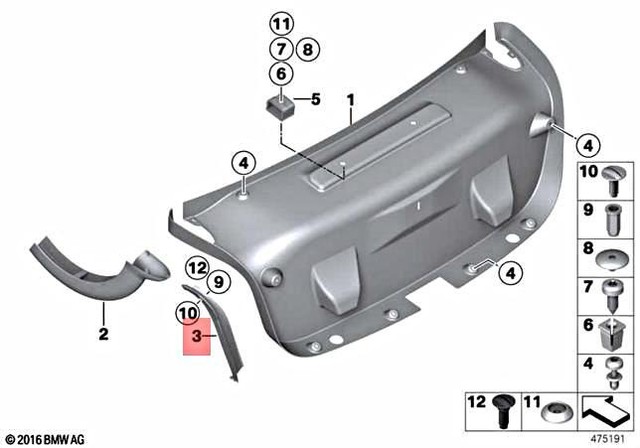 Genuine BMW Hybrid 3 M3 F30 F35 F80 316d 316i Gutter Strip Left ...