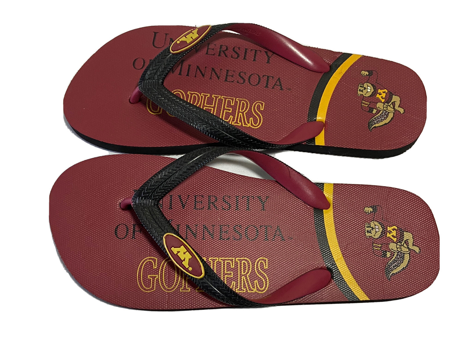 University Of Minnesota Gophers Flip Flops Mens 7-8 EUC College Edition ...