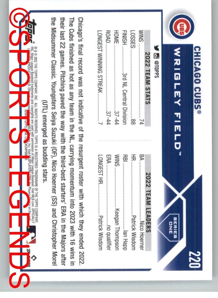 2023 Topps MLB #220 Chicago Cubs | eBay