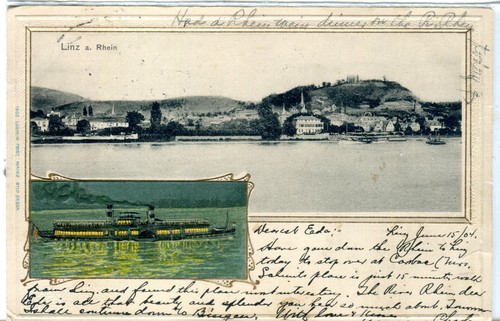 Germania Ak Linz Am Rhein Feist Vintage Goffrato Telaio Doppio Vignette ...