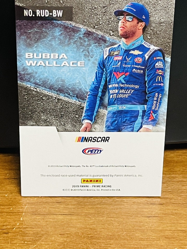 2019 Panini Prime Bubba Wallace Dual Race-Used Sheet Metal 5/25 Gold ...