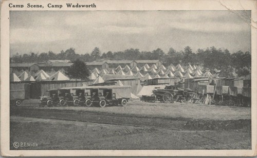 Camp Wadsworth Spartanburg SC Camp Scene WWI Antique c1917 Postcard ...
