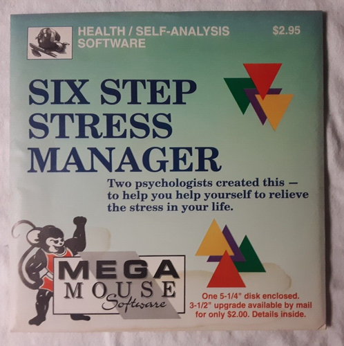 Six Step Stress Manager retro 5.25" floppy disk FREE SHIPPING help 1994 ...