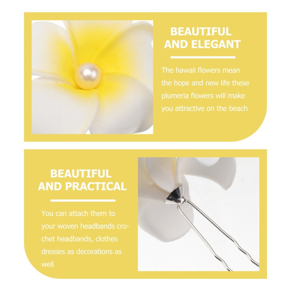 5 Pcs Hawaiian Plumeria Flower Hair Pick Girls Clips Bridal Wedding ...