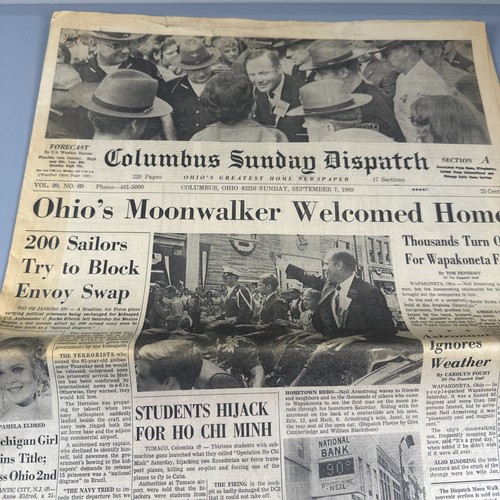 Columbus Sunday Dispatch Sept 7 1969 “Ohio’s Moonwalker Welcomed Home ...