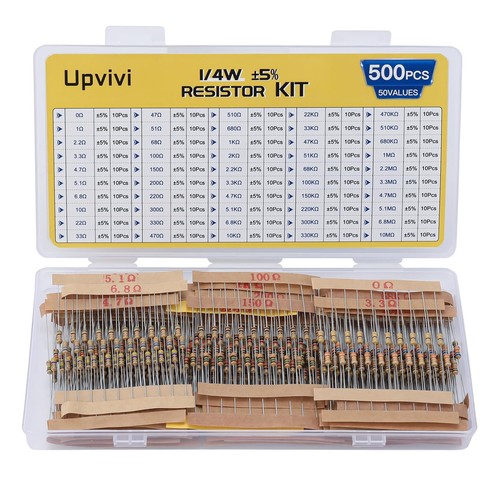 Resistor Assortment Kit - 50 Values, 1/4W 0 to 10M Carbon Film ...