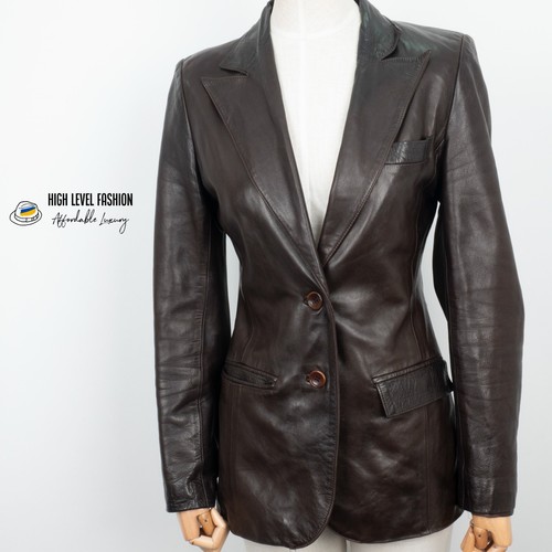 VENT COUVERT Women's Brown Two Button Leather Single Breasted Blazer Size 2 S-M | eBay