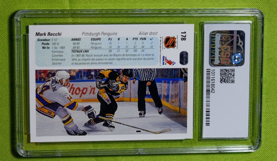 1990 UPPER DECK #178 MARK RECCHI RC Rookie French CSG 9 Mint HOF | eBay