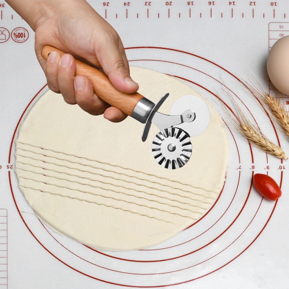 Double Roller Pastry Wheel Cutter Stainless Steel Pasta Cutter Wheel ...