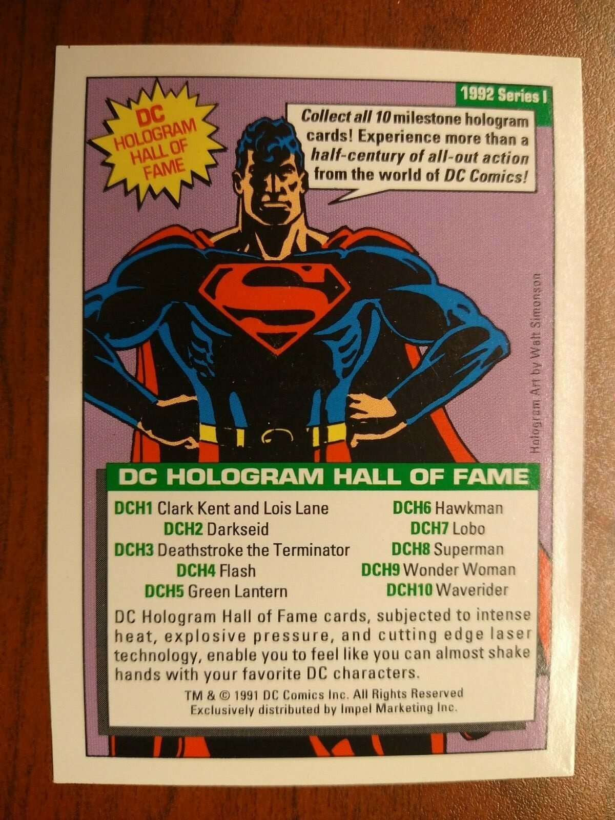 1992 Impel DC Comics Set Hologram Hall Of Fame 10 Card Set LOOK NEW ...