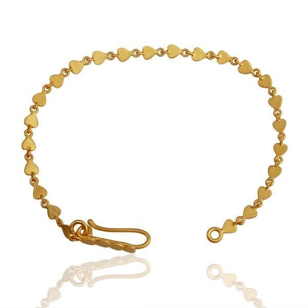 Multi Heart Design Chain Bracelet Gold Plated Strong Hook Bangle Fancy ...