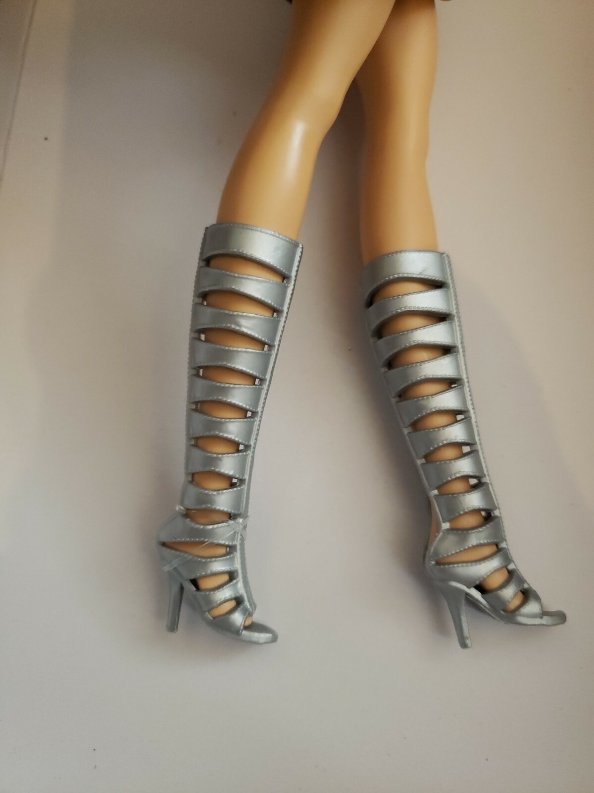 BARBIE DOLL SILVER GLADIATOR HIGH HEEL BOOTS | eBay