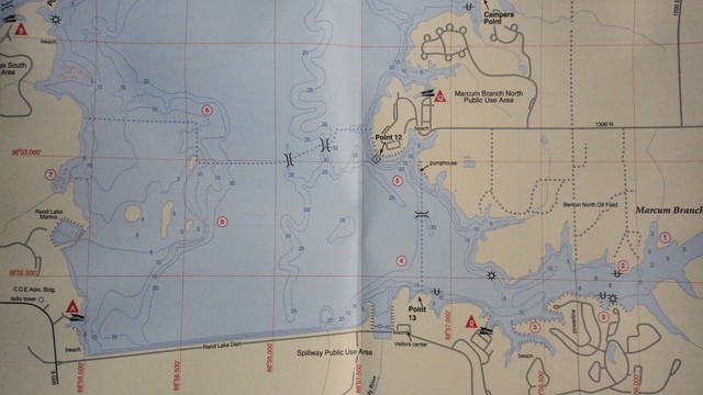 Rend Lake Detailed Fishing Map GPS Points Waterproof Depth Contours # ...