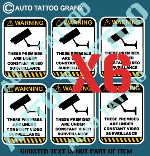 CCTV CAMERA SURVEILLANCE DECAL STICKER X6 PACK SELF ADHESIVE SAFETY OH ...