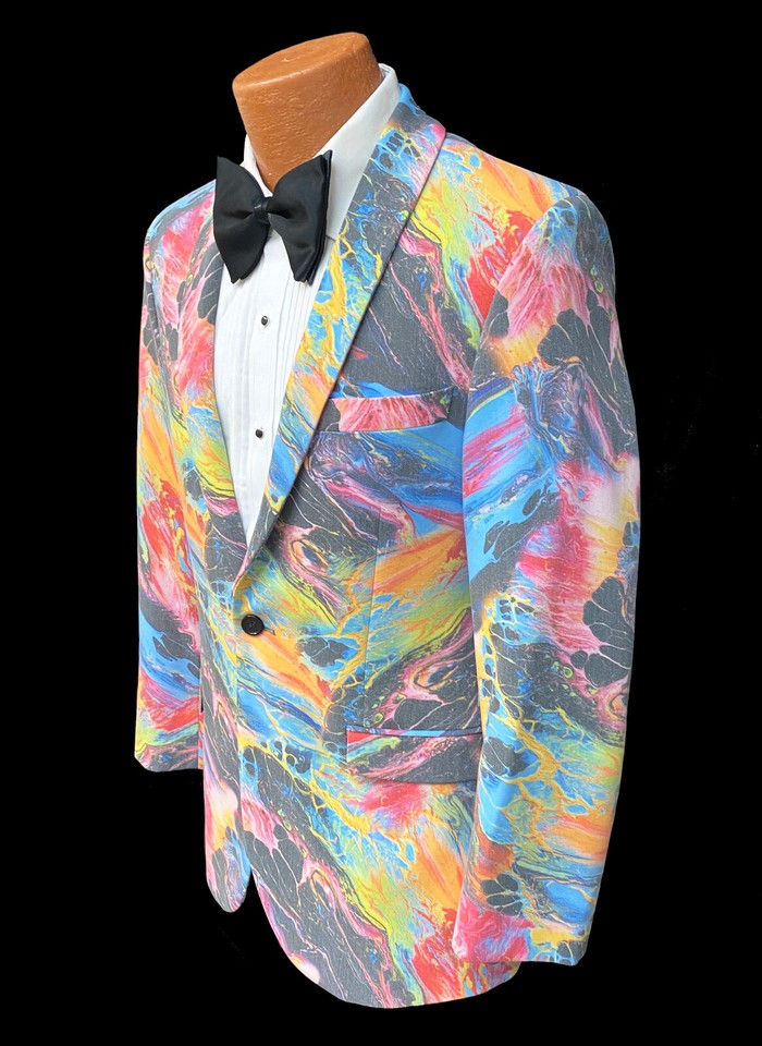 Men's Mark of Distinction Bright Multicolor Tuxedo Jacket Slim Fit 42R ...
