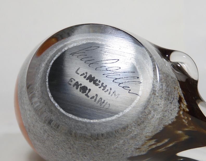 Paul Miller Signed Hand Blown Glass Robin Bird Paperweight Langham ...