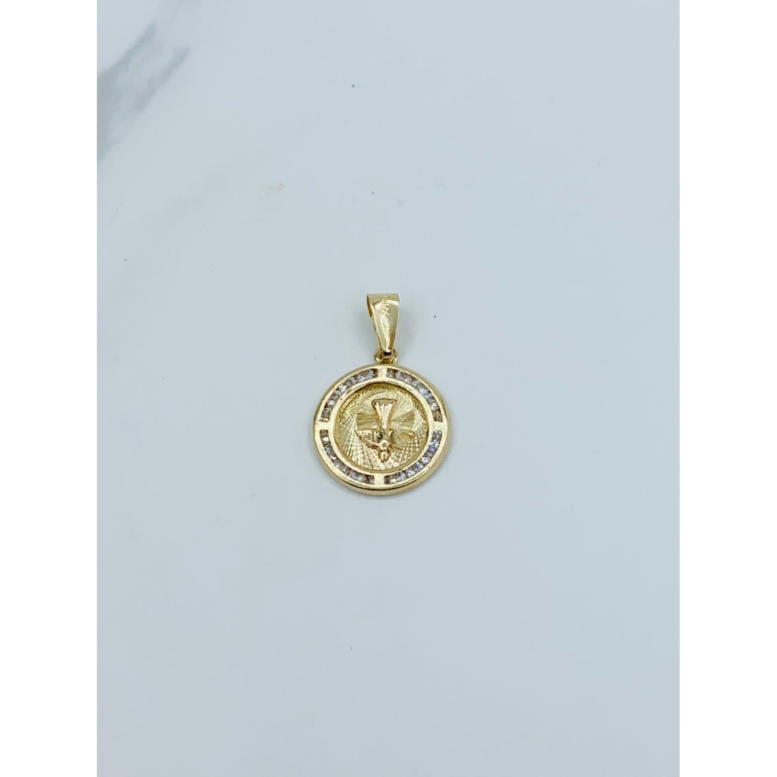 14k gold necklace Holy Spirit pendant baby 14” - Cadena oro espiritu ...