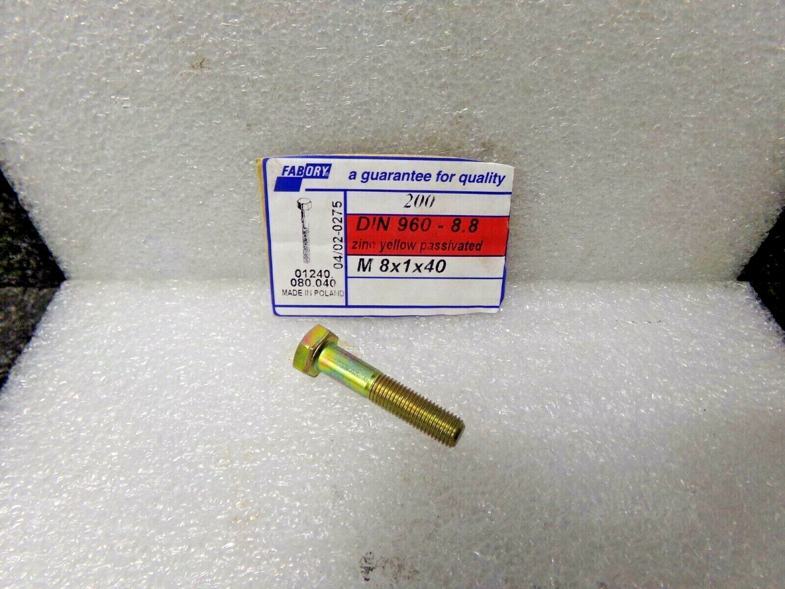 200 HEXAGON HEAD BOLT MF ISO 8765 STEEL ZINC PL YELLOW PASSIVATED 8.8 ...