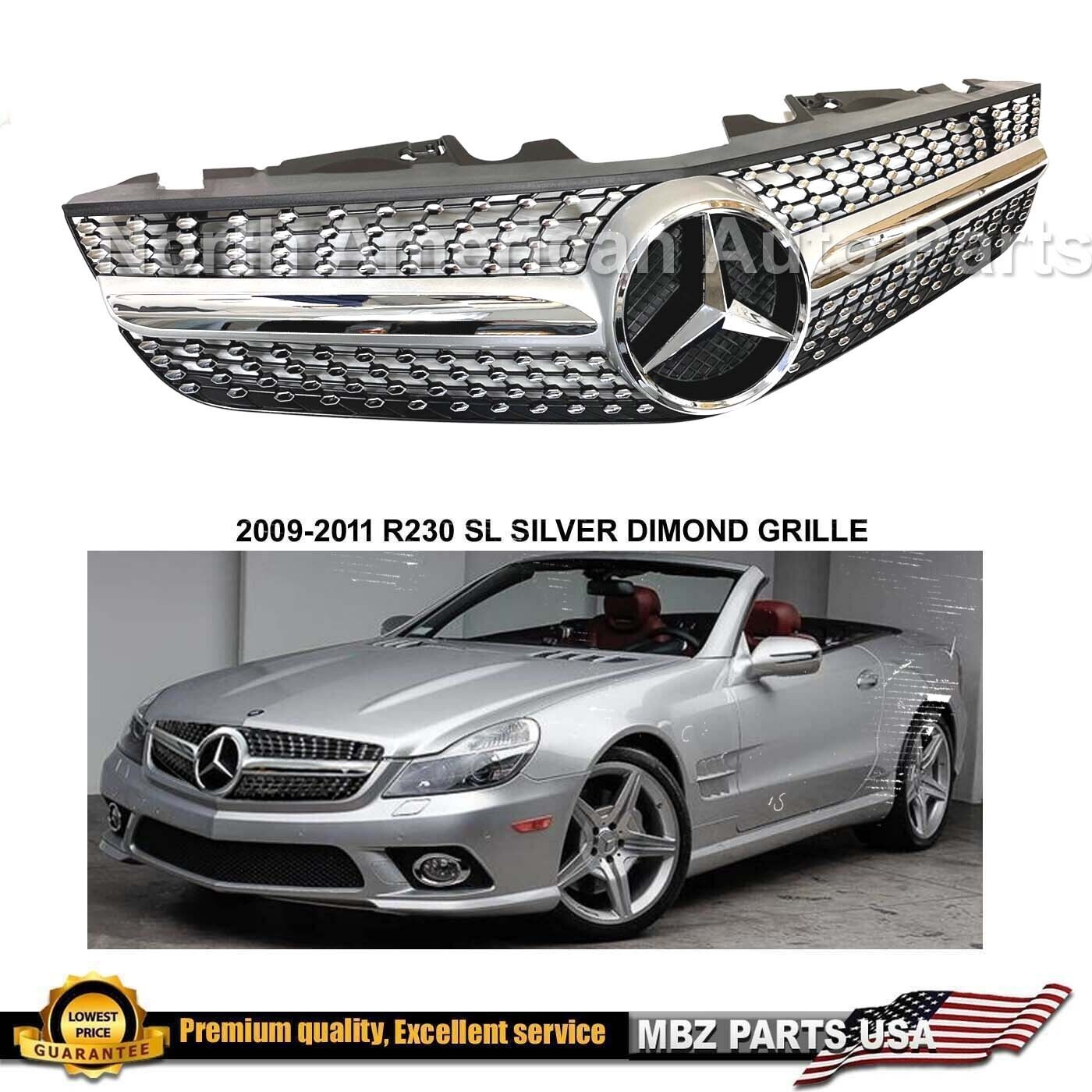 Mercedes Benz R230 SL550 SL63 Grille AMG Silver Diamond 2009 2010 2011 ...
