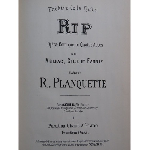 Planquette Robert Rip Opera Canto Piano ca1890 | eBay