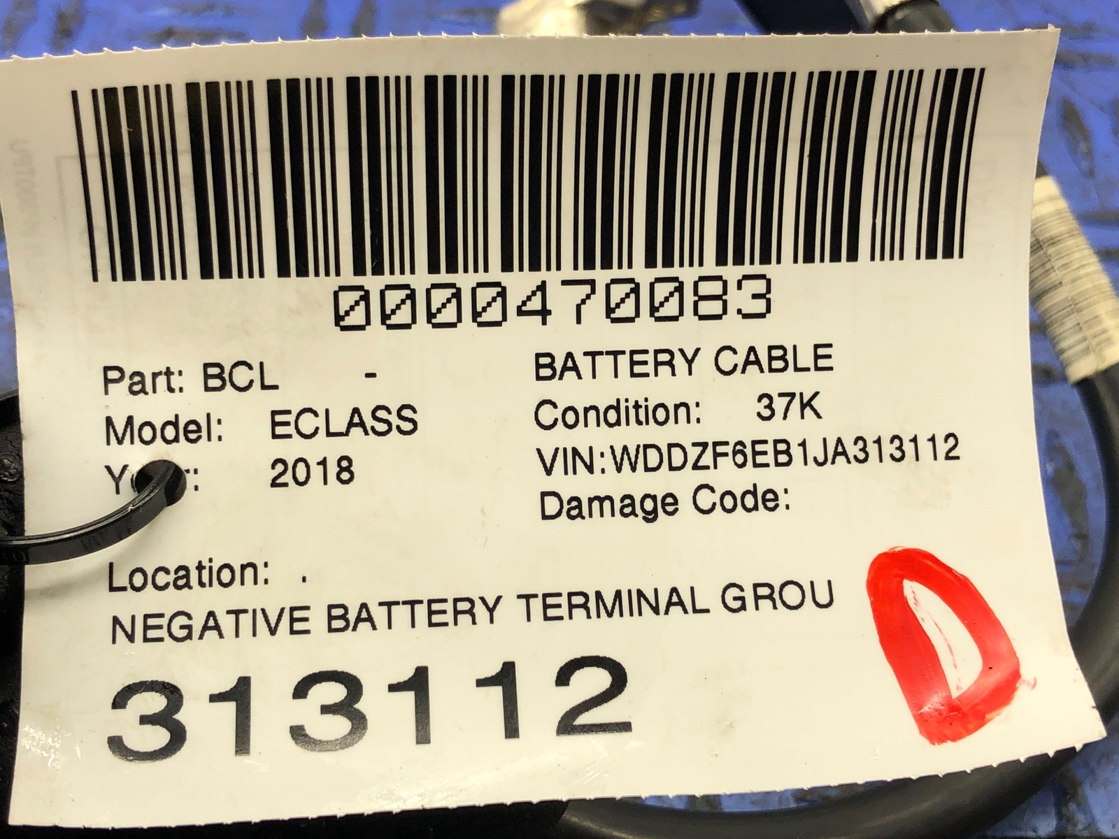 2017-2020 MERCEDES E43 NEGATIVE BATTERY TERMINAL GROUND WIRE CABLE ...