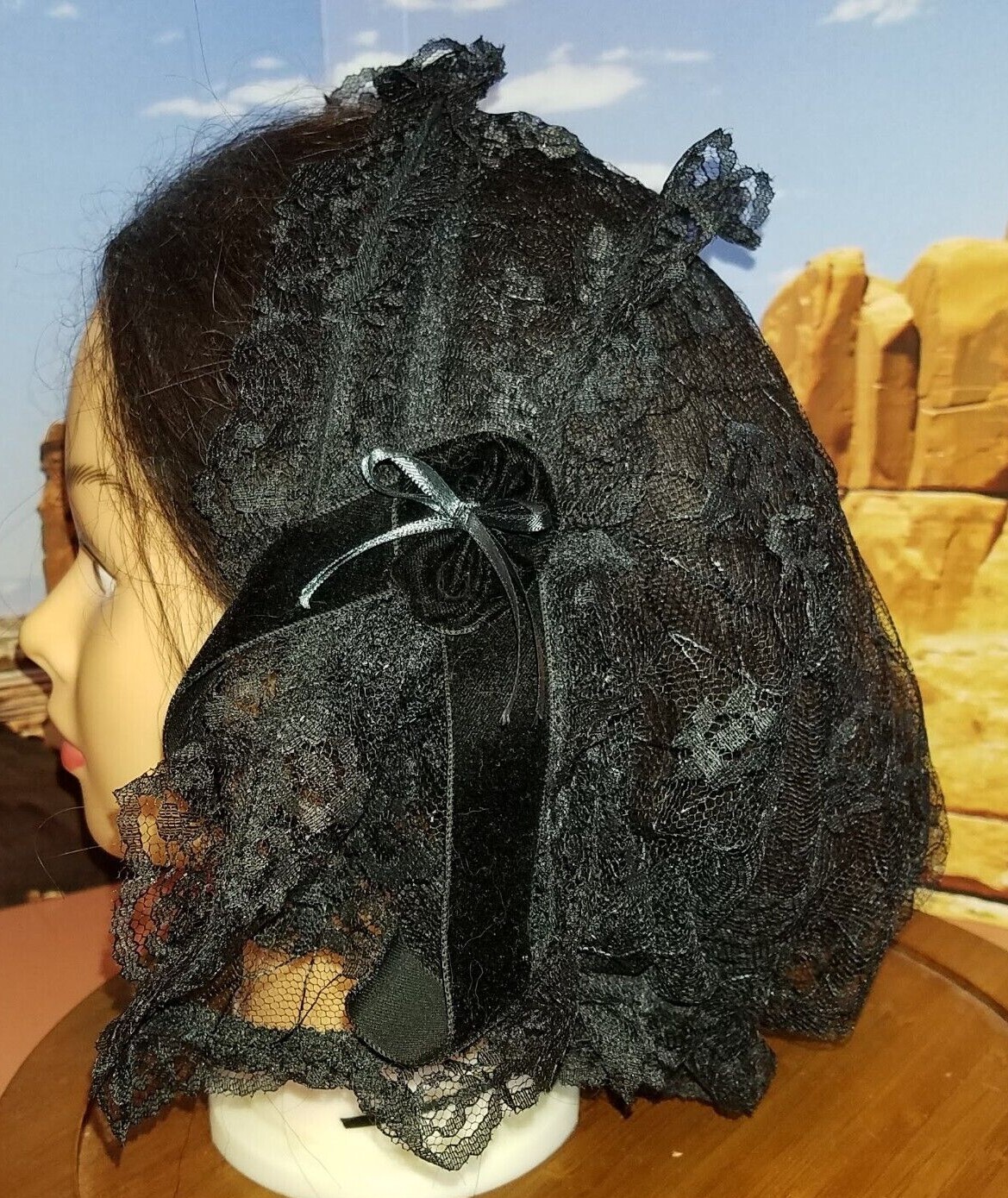 Black Lace Day Caps Mourning Caps 1860's Civil War Era Style Cap in 3 ...