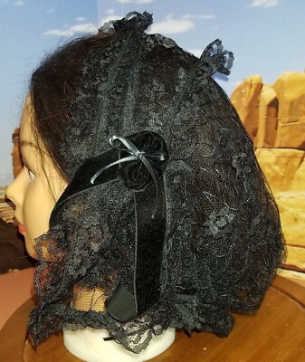 Black Lace Day Caps Mourning Caps 1860's Civil War Era Style Cap in 3 ...