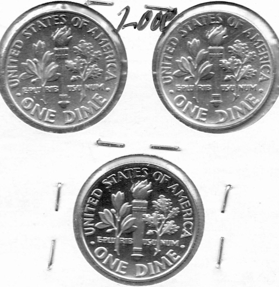 2000 Three Uncirculated Dime Types The San Francisco is From a Proof ...