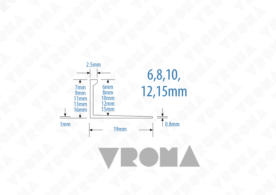 TILE TRIMS VROMA Single Trim, Mix & Match- All Profiles Many Finishes ...