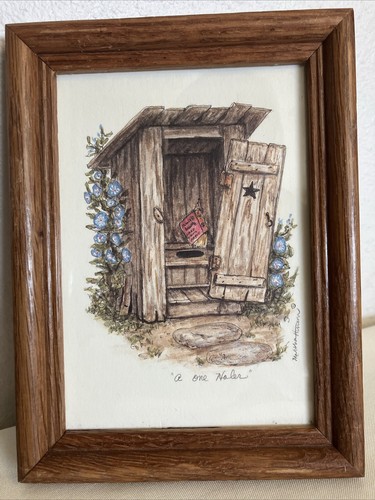 Outhouse Picture By Martha Hinson ‘A One Holer’ Framed Print 8x6” Wood ...