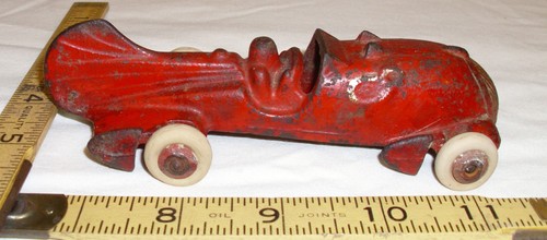 HUBLEY #8 FISH TAIL RED RACE CAR CAST IRON TOY 1930s | eBay