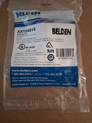 Belden AX104019 Cat 6A 10GX RJ45 (5) Pcs KeyConnect Style Blue Coupler ...