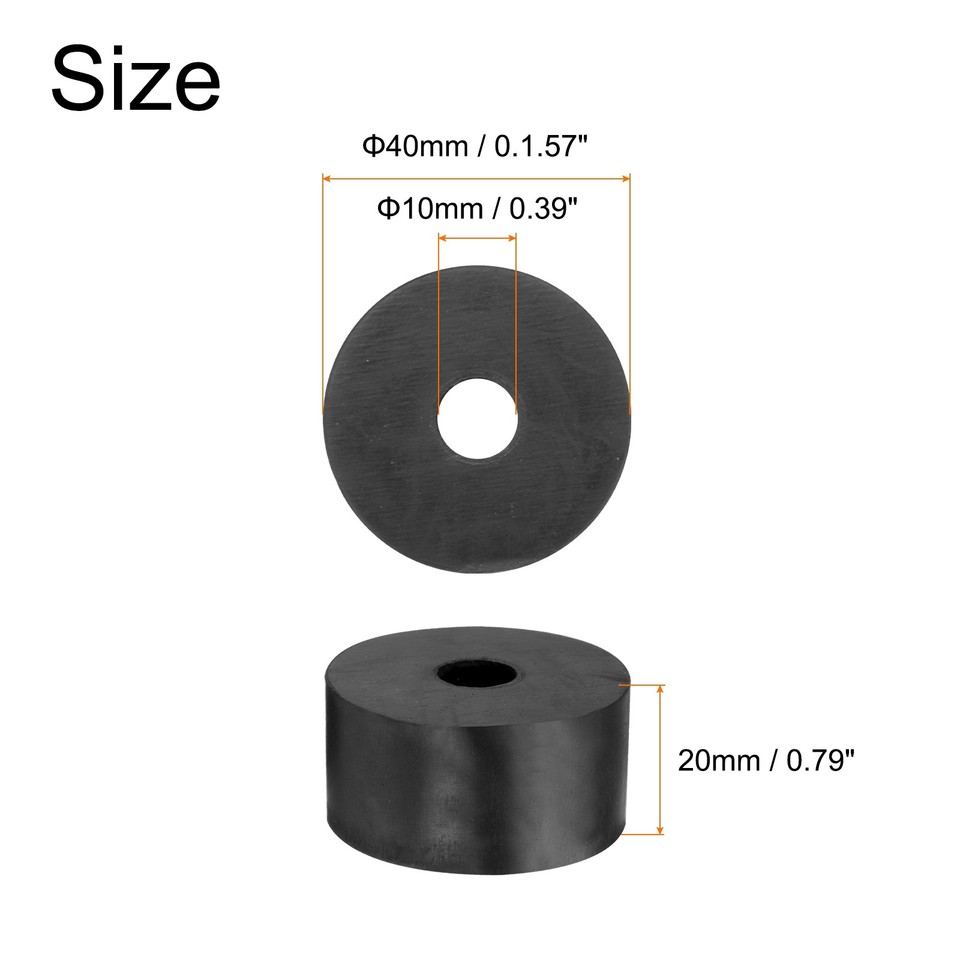 12pcs Rubber Spacers 40mm OD, 10mm ID, 20mm Height Round Anti Vibration ...