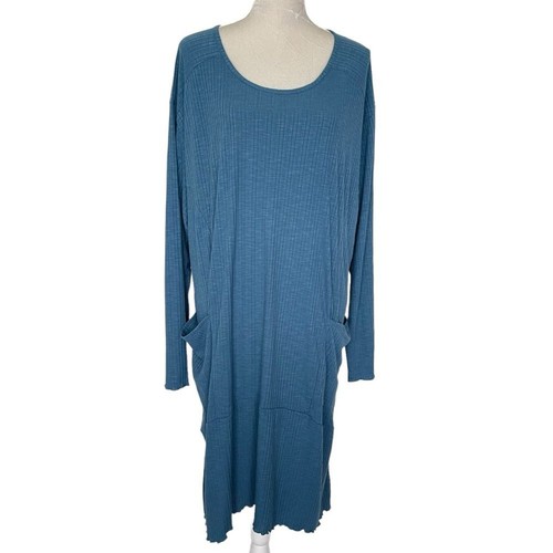 Comfort Code by Cuddl Duds Ribbed Dress Women’s Plus Size 3X Teal Blue ...