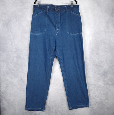 Vintage Workwear Carpenter Jeans Mens 35.5" Waist Blue Denim Utility ...