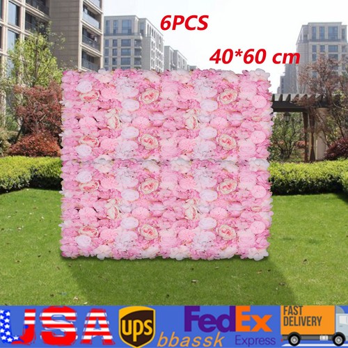 6PCS Artificial Silk Flower Wall Panel Wedding Party Background Floral ...