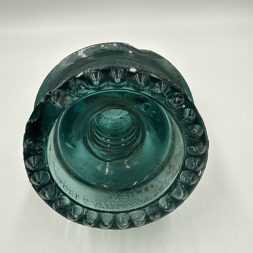 Hemingray Teal Blue 1890 - 1893 Mickey Mouse Ears Glass Insulator Aqua ...
