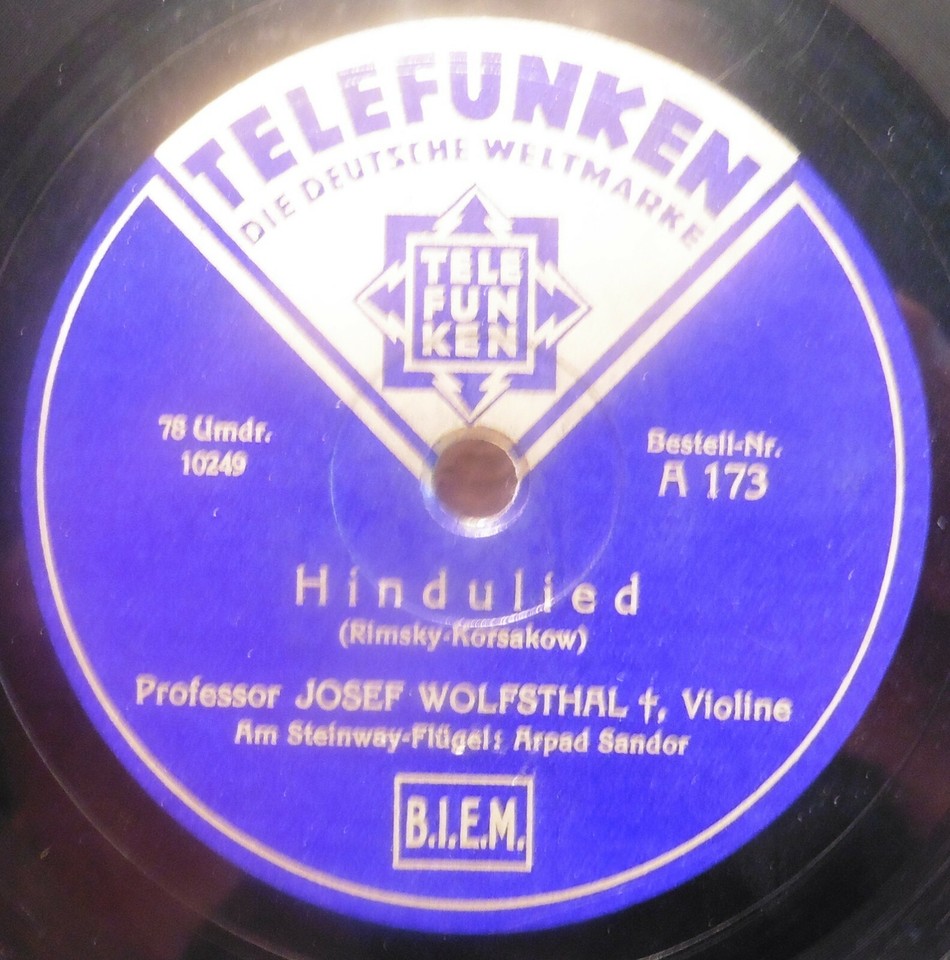 78rpm JOSEF WOLFSTHAL with ARPAD SANDOR play RIMSKY-KORSAKOW 10" TELEFUNKEN | eBay