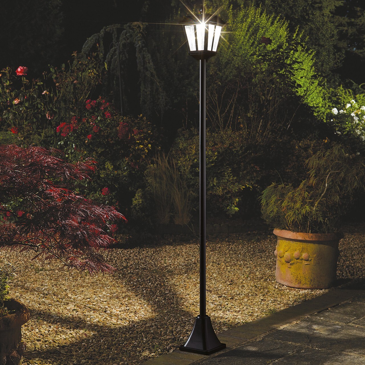 Solar Powered Victorian Style Lamp Post Tall Outdoor Garden LED Light ...