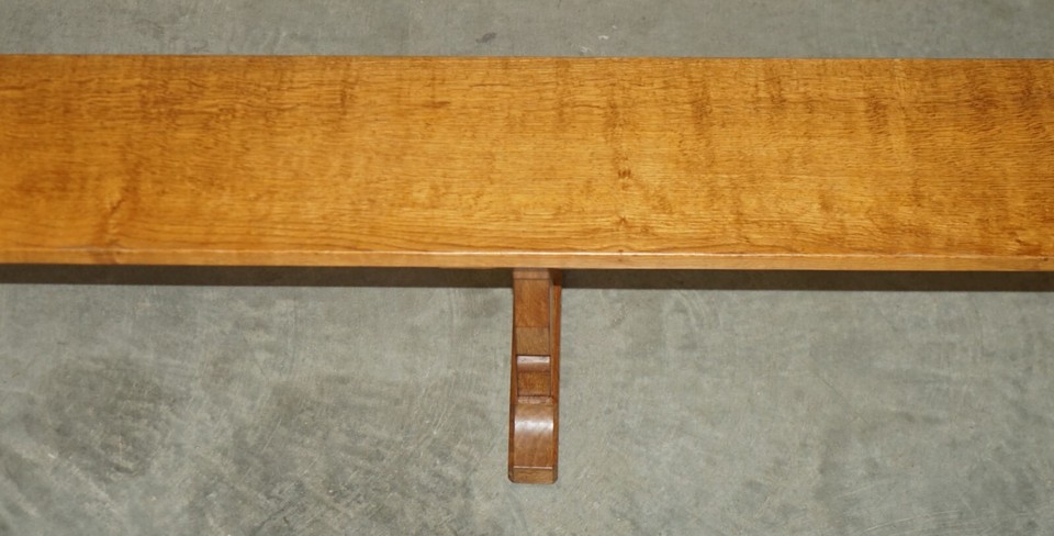 PAIR OF VINTAGE ADZED ROBERT MOUSEMAN THOMPSON DINING ROOM TABLE PEW ...