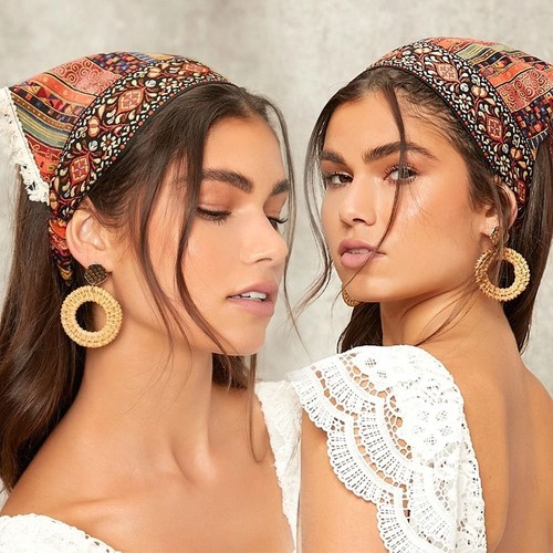 Ethnic Style Women Turban Fringe Triangle Head Scarves Hair Bandana ...