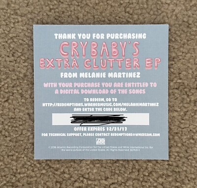 Melanie Martinez - Cry Baby’s Extra Clutter EP Digital Download Card | eBay
