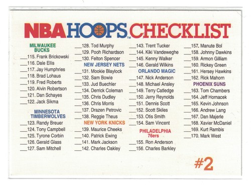 1991-92 NBA Hoops Checklist 115-170, 283-330 #330 | eBay