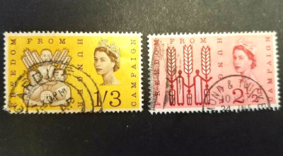 Great Britain Sc # 390-391, Michel 354-355. Hunger Campaign, 1963 Used ...