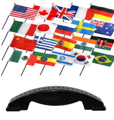 4x6 International Country 20 Desk Set Table Stick Flags w/ 20 Hole Base ...